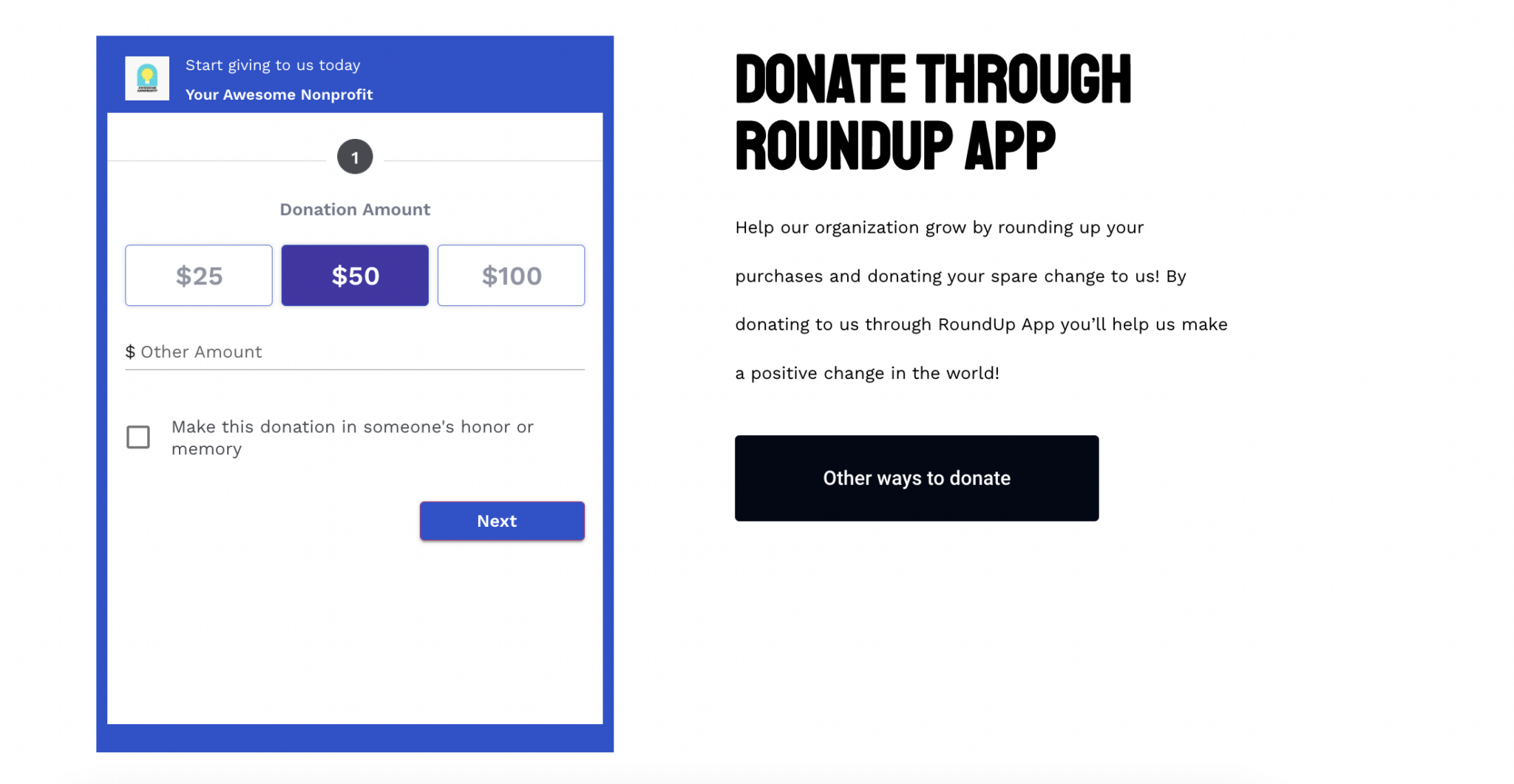 Fundraising tools for your nonprofit - Roundup App